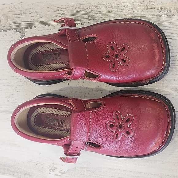 Born | Shoes | Born Red Leather Mary Janes Buckle Closure Floral Cutout ...